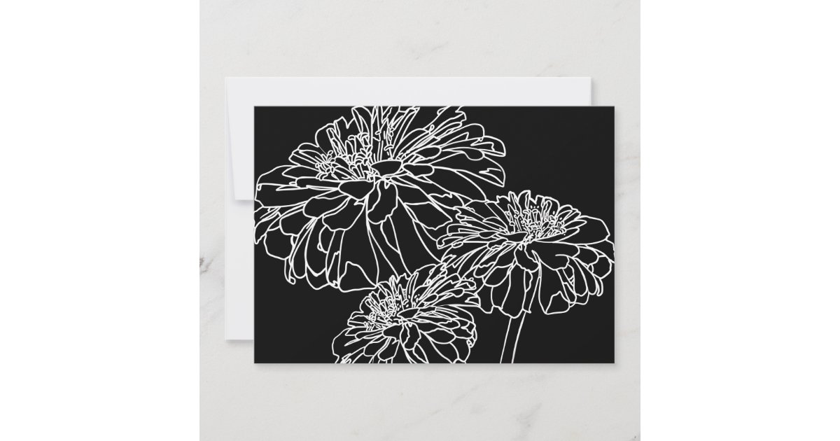Minimalist black white floral line drawing invitation | Zazzle