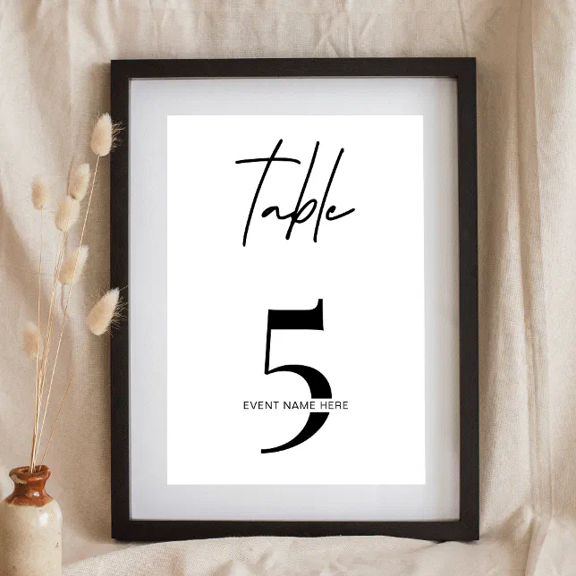 Minimalist Black & White Function Table Number | Zazzle