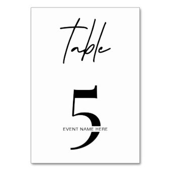 Minimalist Black & White Function Table Number | Zazzle