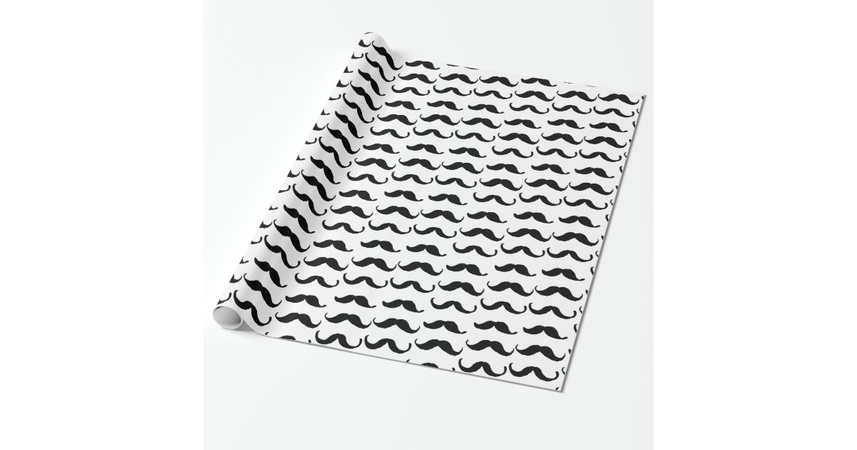 Minimalist Black white hand drawn moustache Wrapping Paper | Zazzle