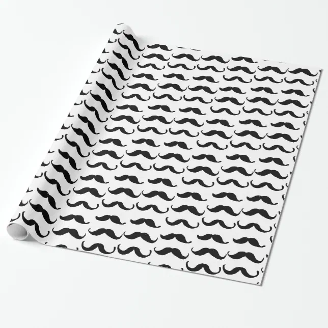 Minimalist Black white hand drawn moustache Wrapping Paper | Zazzle