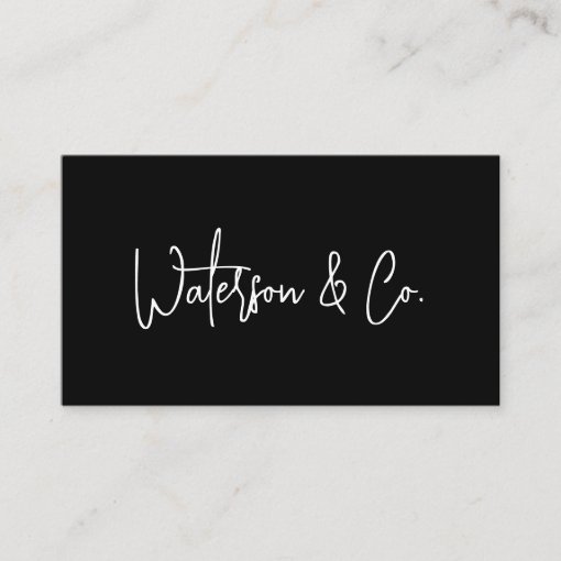 Minimalist Black & White Modern Calligraphy Script Business Card | Zazzle