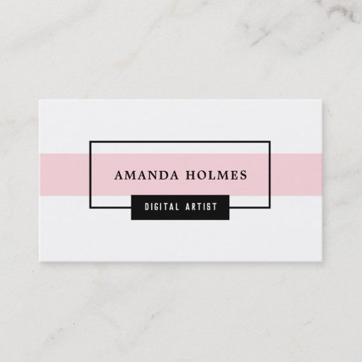 Minimalist Black/White/Pink Business Card | Zazzle