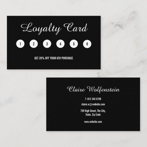 Minimalist Black White Professional Loyalty Card | Zazzle