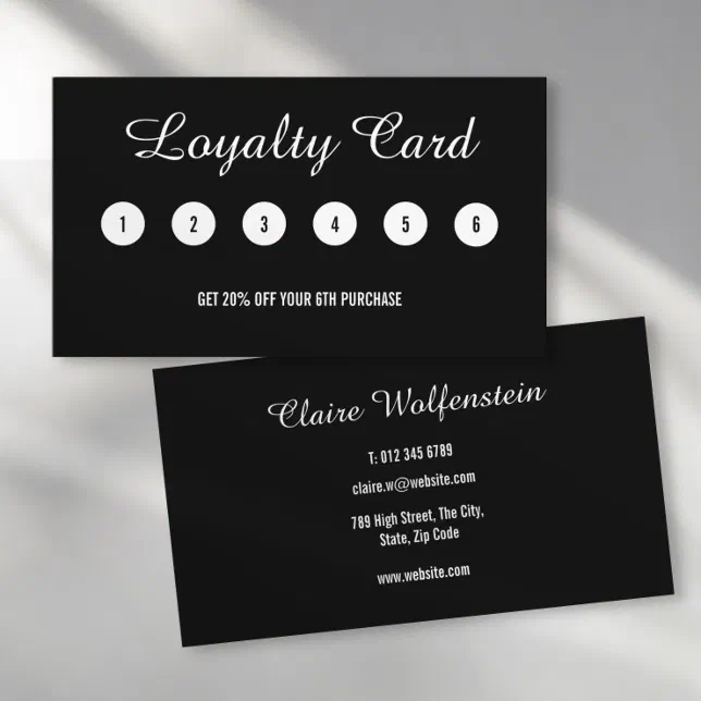 Minimalist Black White Professional Loyalty Card | Zazzle