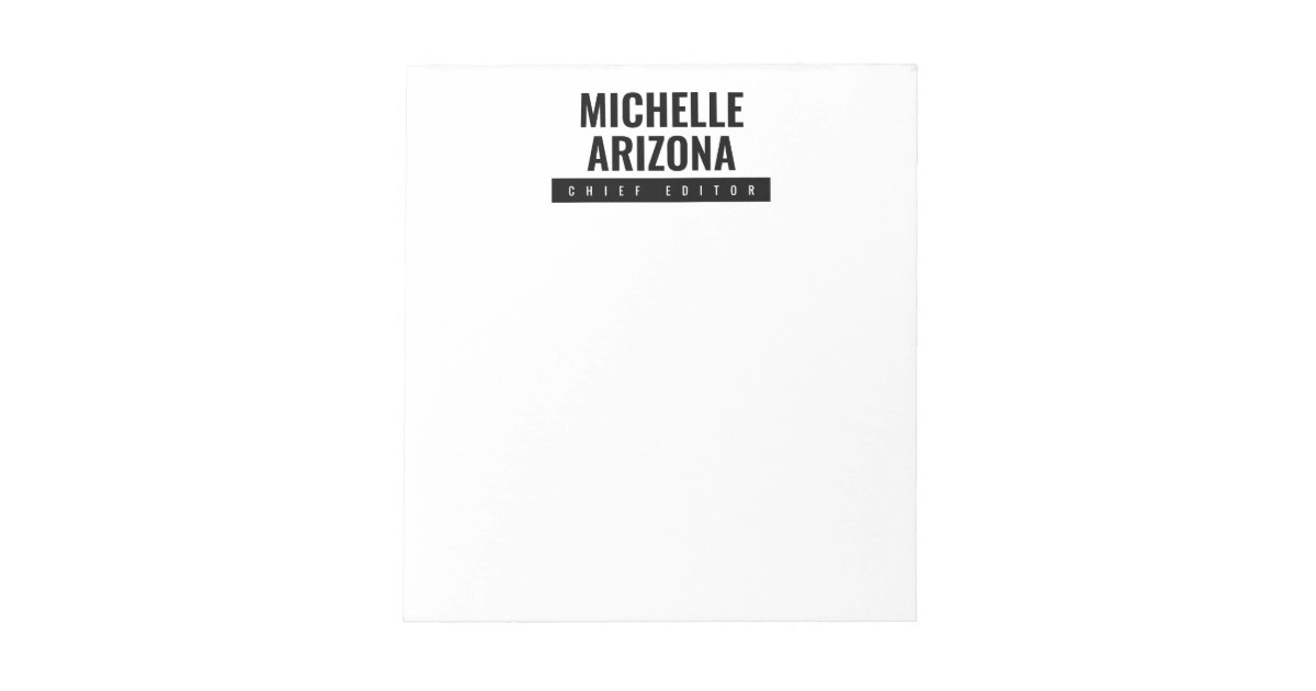 Minimalist Black & White Professional Modern Notepad | Zazzle