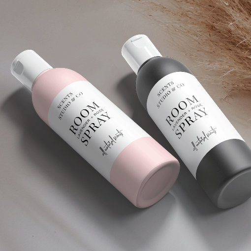 Minimalist Black & White Room Spray Bottle Product Label | Zazzle