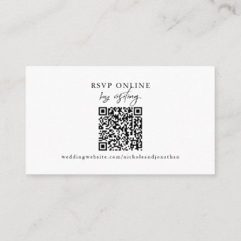 Minimalist Black & White RSVP QR Code Enclosure Card | Zazzle