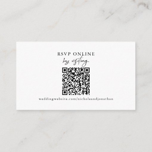Minimalist Black & White RSVP QR Code Enclosure Card | Zazzle
