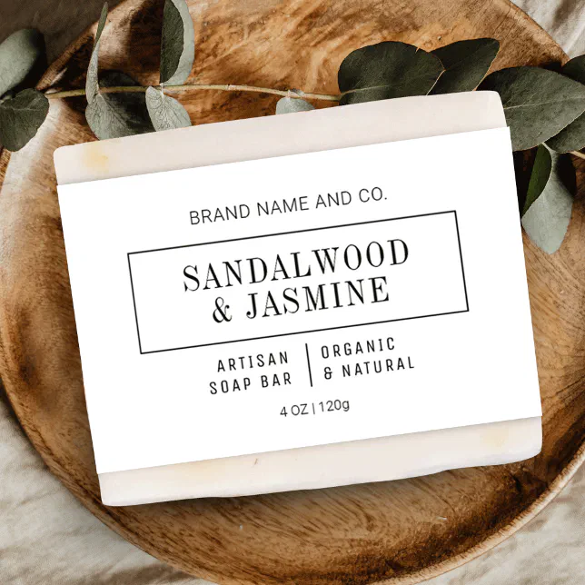 Minimalist Black White Shampoo Soap Bar Wrap Label | Zazzle