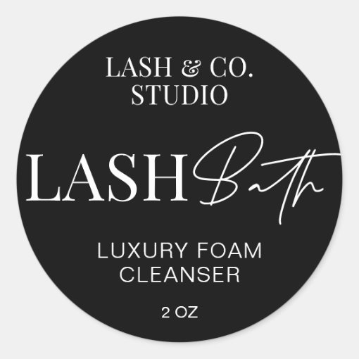 Minimalist Black & White Simple Lash Bath Cleanser Classic Round ...