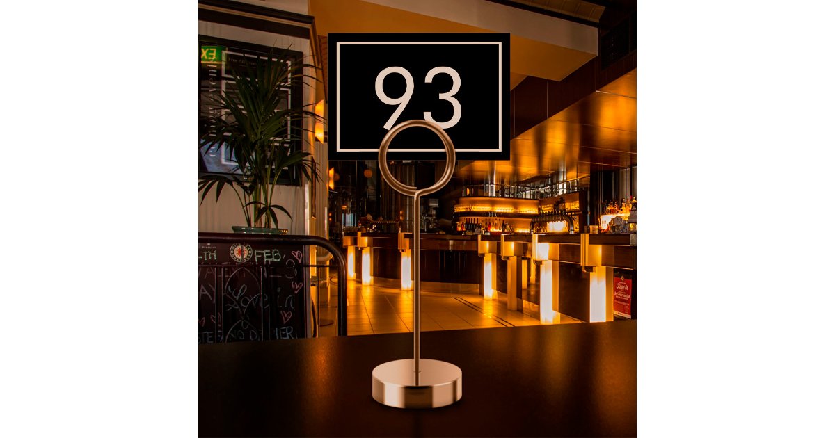 Minimalist Black White Text Restaurant Table Number | Zazzle