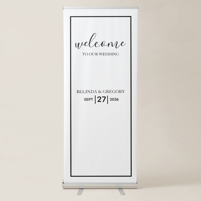 Minimalist Black White Wedding Welcome Sign Banner | Zazzle.com