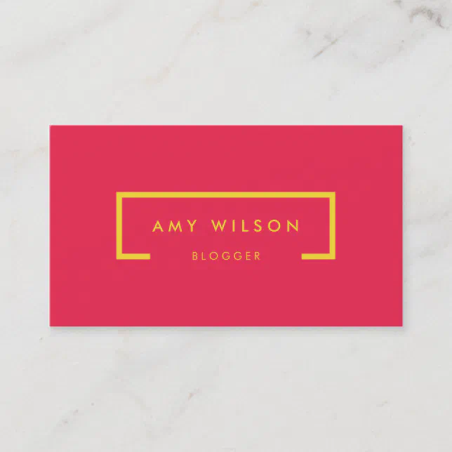 Minimalist Blogger Social Media Bright Pink Yellow Business Card | Zazzle