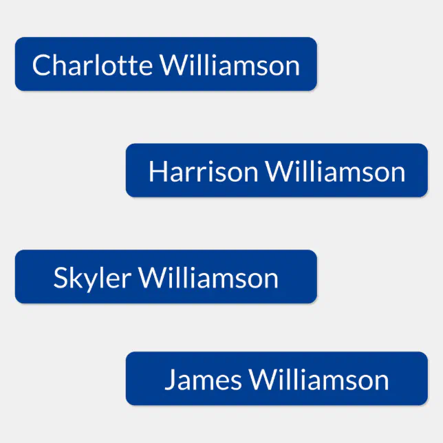 Minimalist blue and white Custom name info Kids' Labels | Zazzle