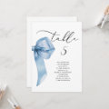 Minimalist Blue Bow Table Seating Chart cards | Zazzle