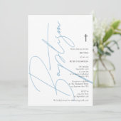 Minimalist Blue Boy Script Baptism Christening Invitation | Zazzle