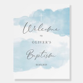 Minimalist blue Catholic baptism welcome Foam Board | Zazzle