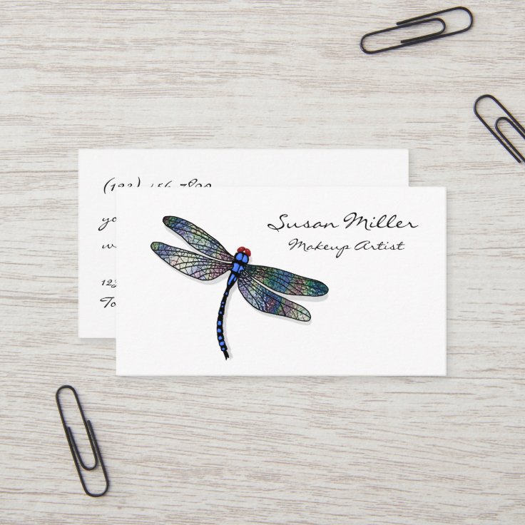 Minimalist Blue Dragonfly Business Card | Zazzle