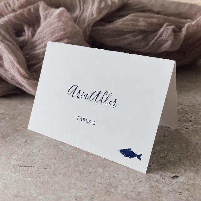 Minimalist | Blue Fish Meal Option Place Cards | Zazzle
