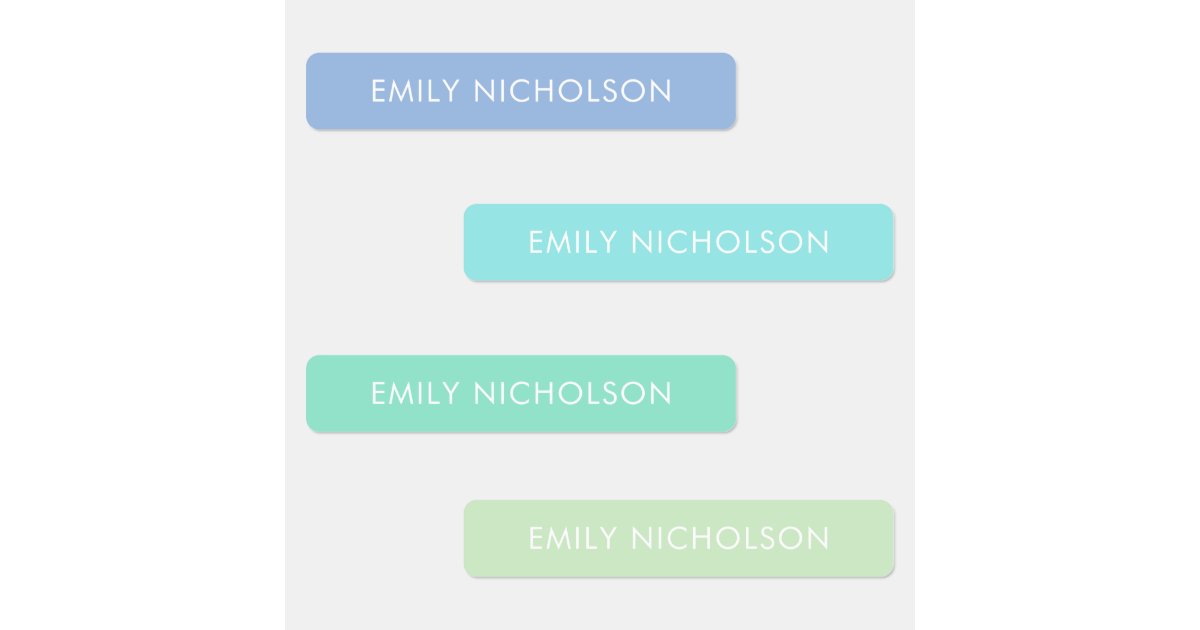 Minimalist Blue Pastel Personalized Name Tag Labels | Zazzle