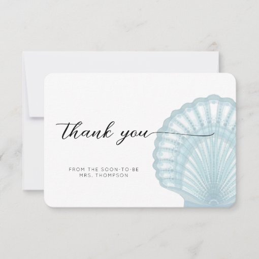Minimalist Blue Shell Flat Thank You Card | Zazzle