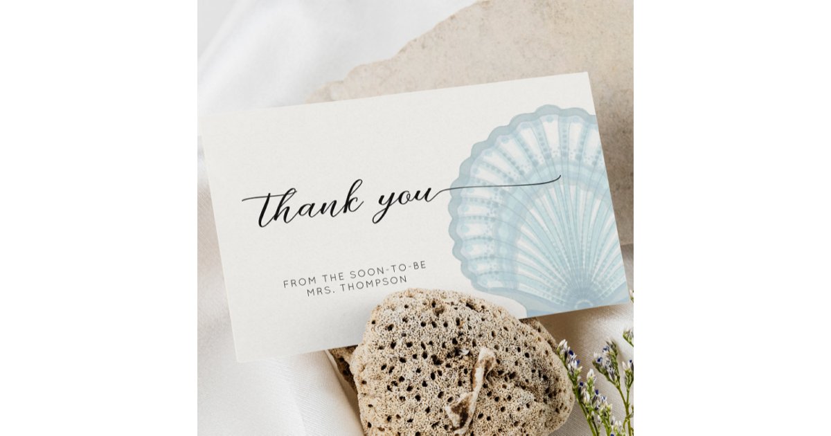 Minimalist Blue Shell Flat Thank You Card | Zazzle