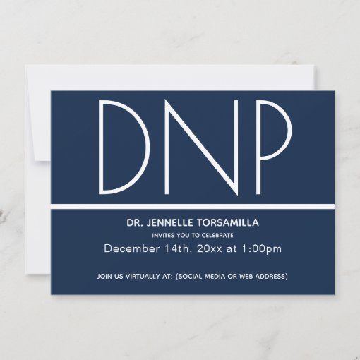 Minimalist Blue Virtual DNP Graduation Invitation | Zazzle