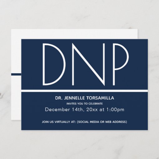 Minimalist Blue Virtual DNP Graduation Invitation | Zazzle