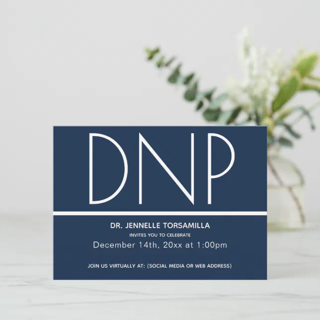 Minimalist Blue Virtual DNP Graduation Invitation | Zazzle