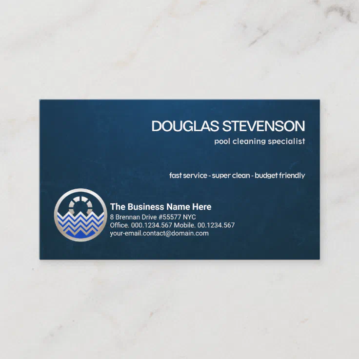 Minimalist Blue Water Grunge Pool Maintenance Business Card | Zazzle