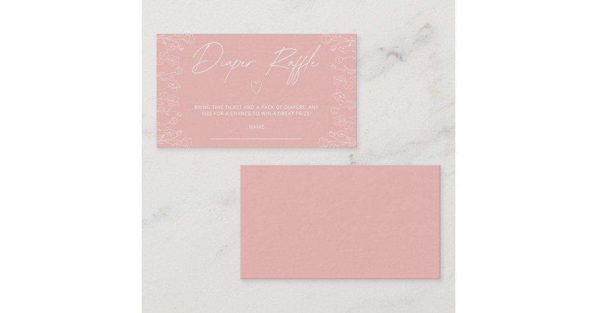 Minimalist Blush Pink Diaper Raffle Ticket Enclosure Card | Zazzle
