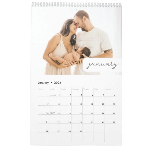 Minimalist Blush Pink Watercolor Family Photo Calendar | Zazzle