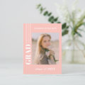 Minimalist Blush Rose Pink Graduation Announcement Postcard | Zazzle