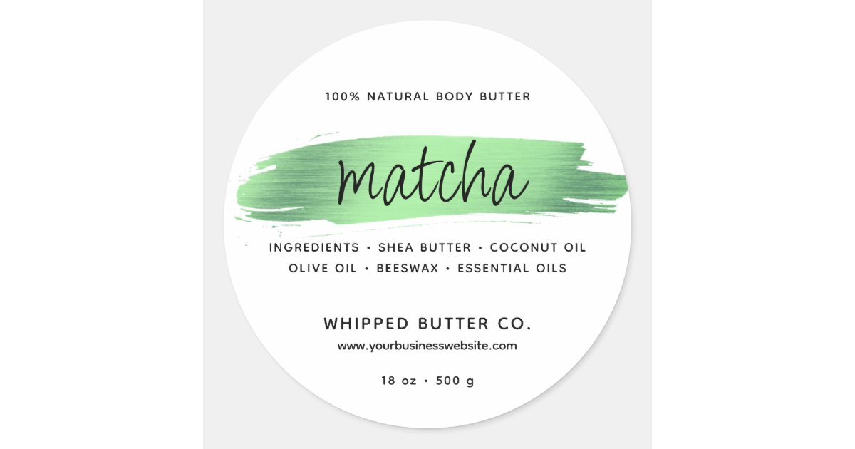 Minimalist Body Butter Small Business Green Classic Round Sticker | Zazzle