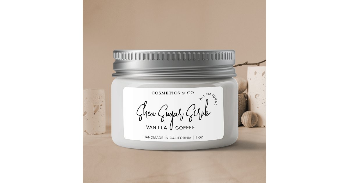 Minimalist Body Scrub Cosmetic Jar Branded Product Label | Zazzle