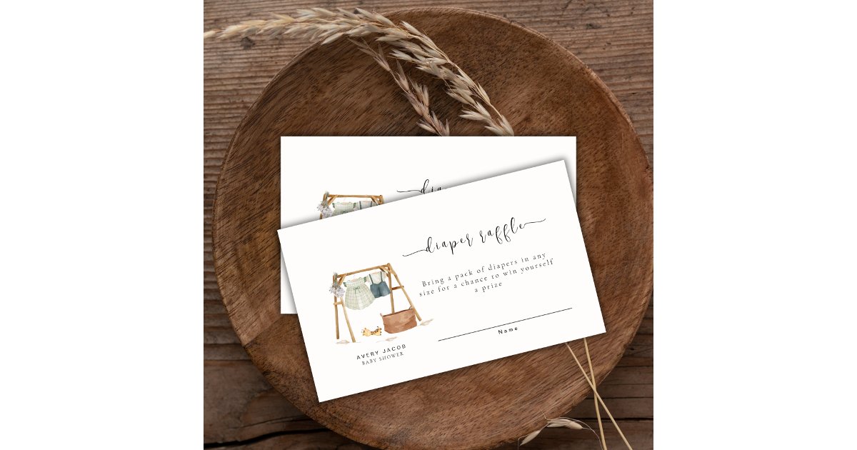 Minimalist Boho Baby Shower Clothes Diaper Raffle Enclosure Card | Zazzle