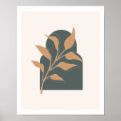 Minimalist Boho Botanical Leaves on Green Arch Poster | Zazzle