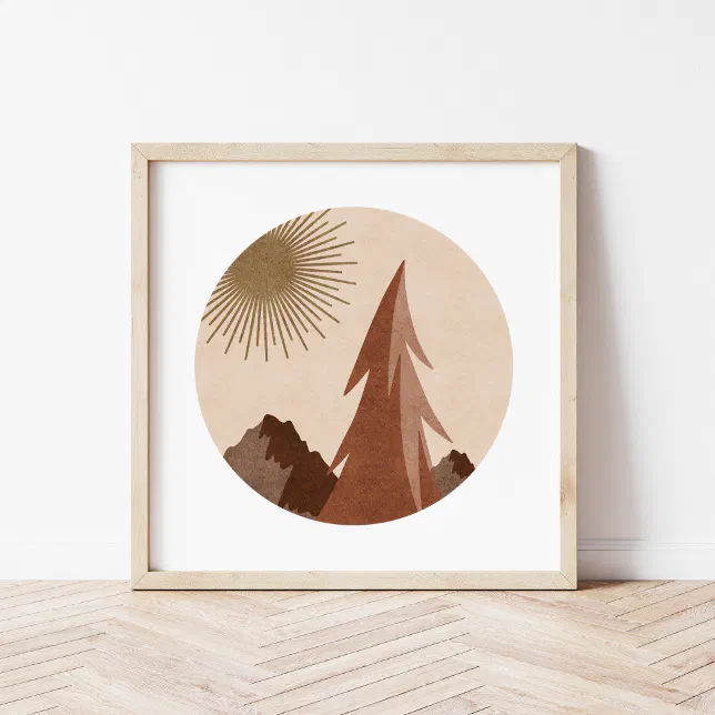 Minimalist Boho Mountain Landscape Art Poster | Zazzle