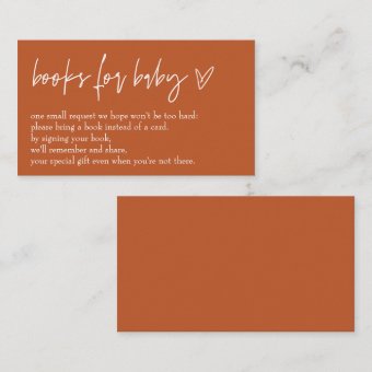Minimalist Boho Orange Hello Baby Books For Baby Enclosure Card | Zazzle