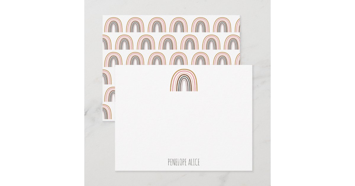 Minimalist Boho Rainbow Drawing Personalized Note Card | Zazzle