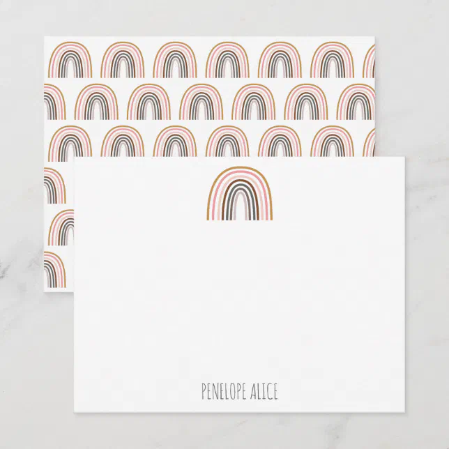 Minimalist Boho Rainbow Drawing Personalized Note Card | Zazzle