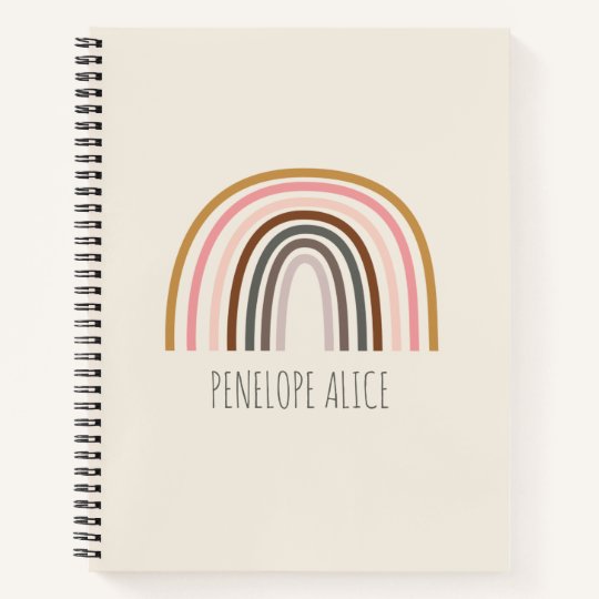 Minimalist Boho Rainbow Drawing Personalized Notebook | Zazzle.com