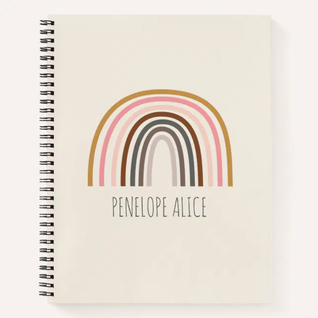 Minimalist Boho Rainbow Drawing Personalized Notebook | Zazzle