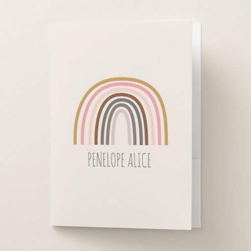 Minimalist Boho Rainbow Drawing Personalized Pocket Folder | Zazzle