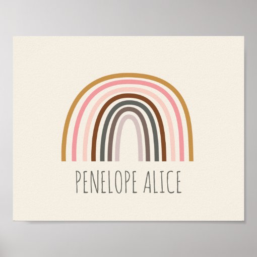 Minimalist Boho Rainbow Drawing Personalized Poster | Zazzle