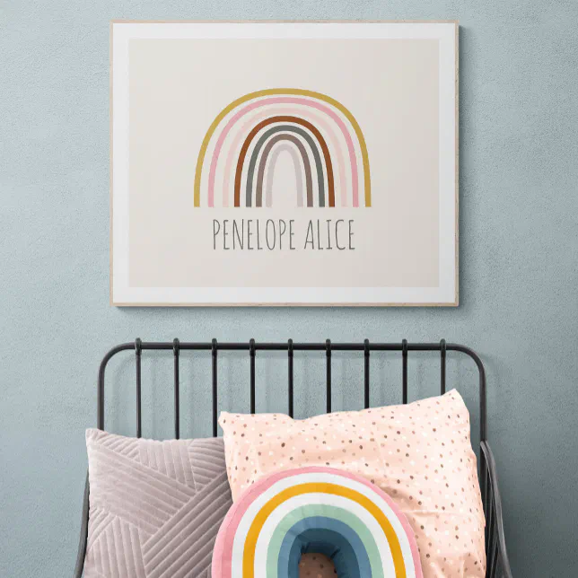 Minimalist Boho Rainbow Drawing Personalized Poster | Zazzle