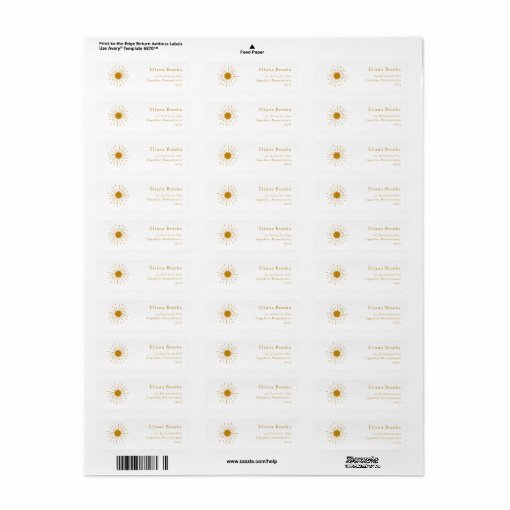 Minimalist Boho Sunshine Return Address Labels | Zazzle
