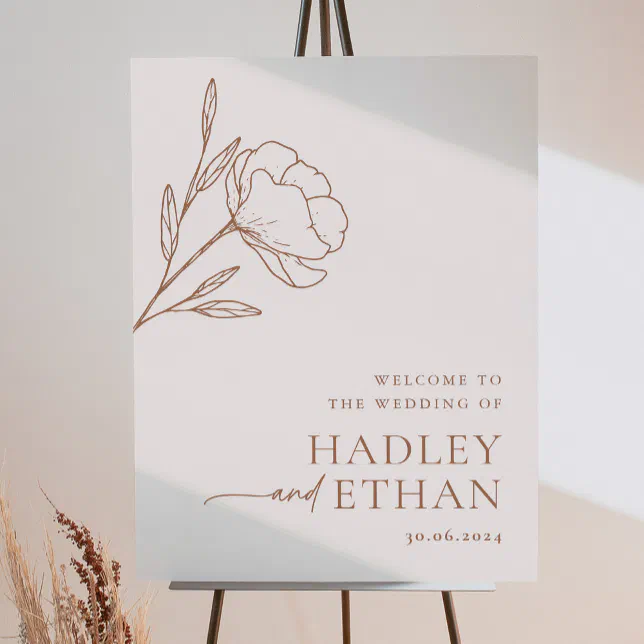 Minimalist Boho Wedding Welcome Sign Poster Flower | Zazzle