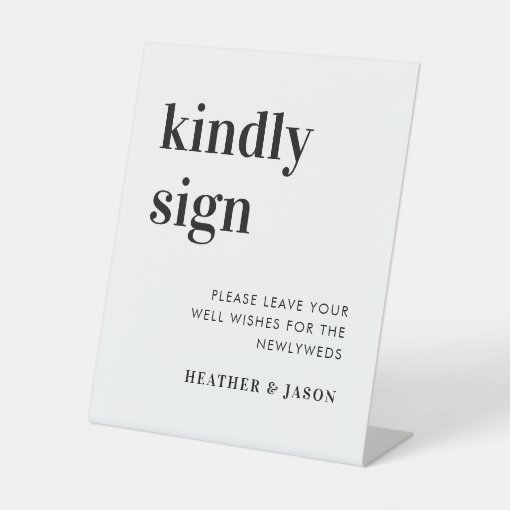 Minimalist Bold Kindly Sign Wedding Guestbook Sign | Zazzle